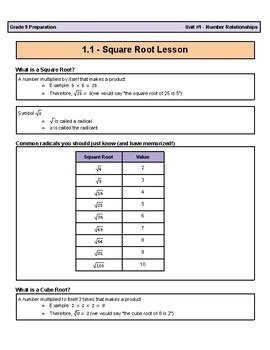 Grade Prep Square Root By Rajini Kaushal TPT