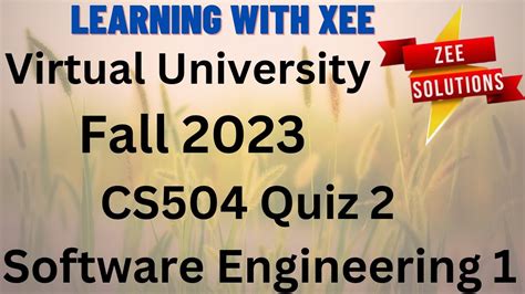 Cs504 Software Engineering I Quiz 2 Fall 2023 Virtual University Of Pakistan Youtube