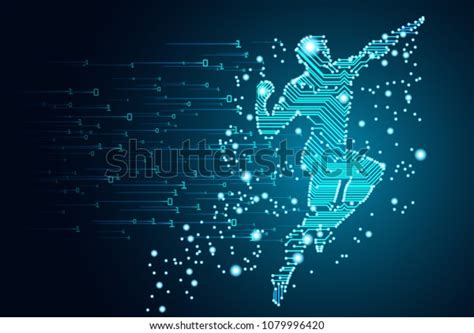 Big Data Artificial Intelligence Concept Machine Stock Vector Royalty Free 1079996420