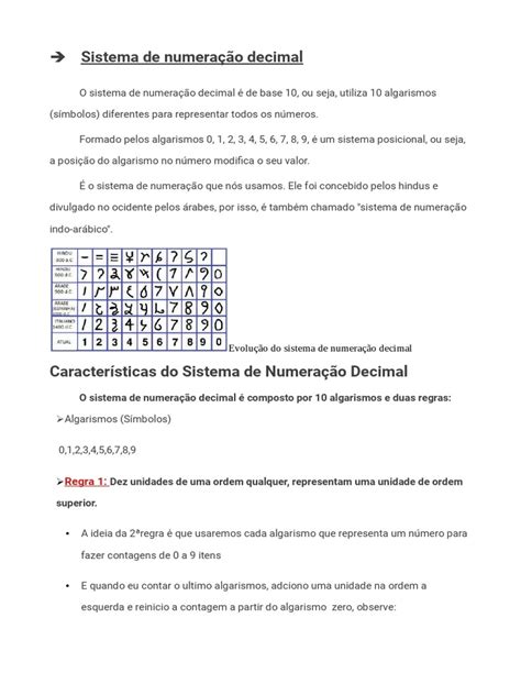 Sistema De Numeração Decimal Sns Pdf Decimal Processamento De