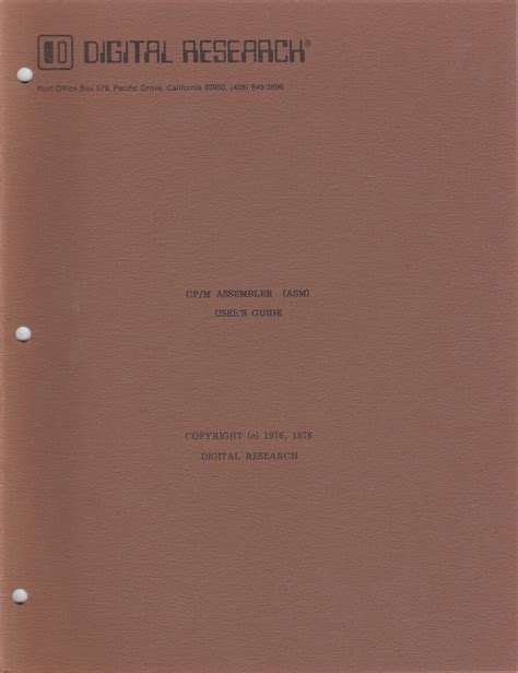 Cpm 2 Assembler Asm Users Guide Manual Computing History