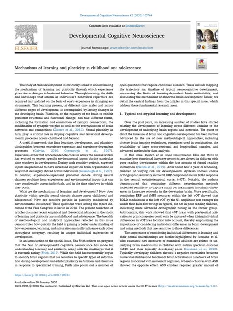 Developmental Cognitive Neuroscience Pdf Neuroplasticity Stress Biology