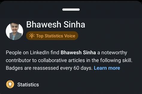 Bhawesh Sinha On Linkedin Statistics Dataanalytics Datascience Topvoice Linkedintopvoice