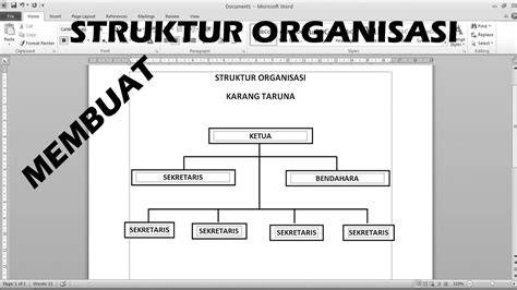 Cara Mudah Membuat STRUKTUR ORGANISASI Microsoft Word YouTube
