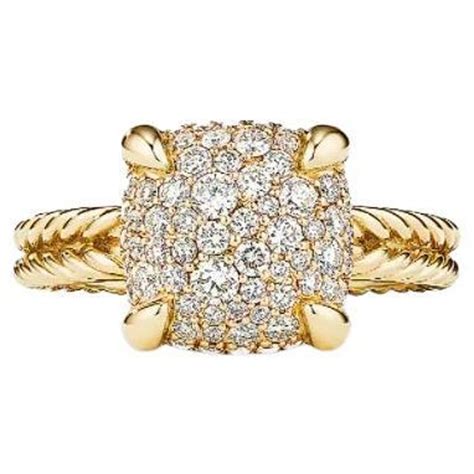 David Yurman Ring In 18k Yellow Gold With Full Pavé Diamonds For Sale