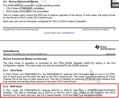 Ds90ub954 Q1 Asking For The Ds90ub954 Output Support Interface Forum