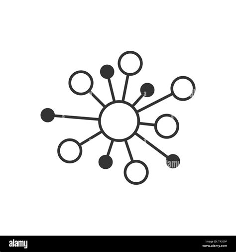 Hub Network Connection Sign Icon In Flat Style Dna Molecule Vector Illustration On White