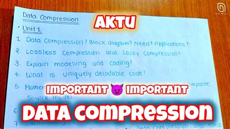 data compression important questions aktu aktu cse wale data compression।। youtube
