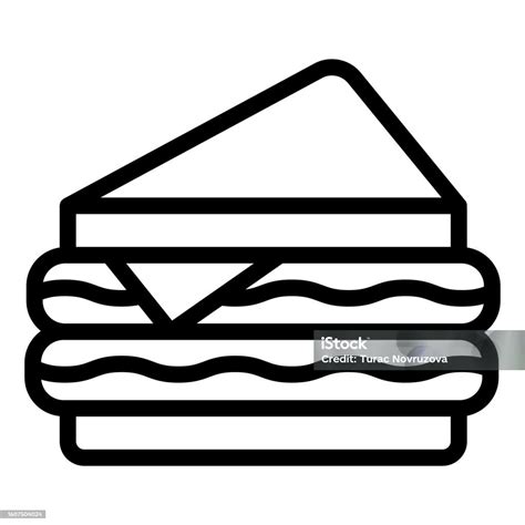 샌드위치 라인 아이콘 길거리 음식 개념 흰색 배경에 치즈와 고기 기호가 있는 빵 개요 스타일의 모바일 개념 웹 디자인의 스낵
