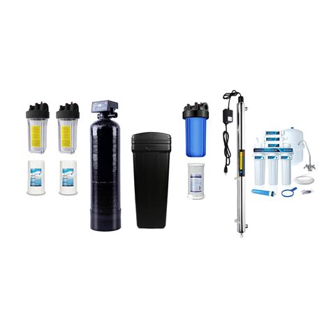 Пълен пакет за пречистване на вода за вили с 3 7 души батерия 3 големи сини филтъра омекотител