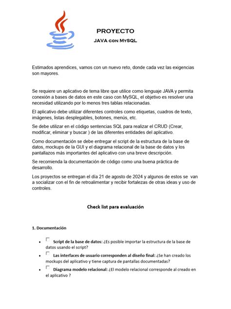 Proyecto Java Y Mysql Basico Pdf