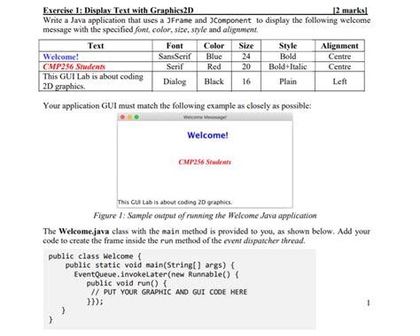 solved exercise 1 display text with graphics2d [2 marks