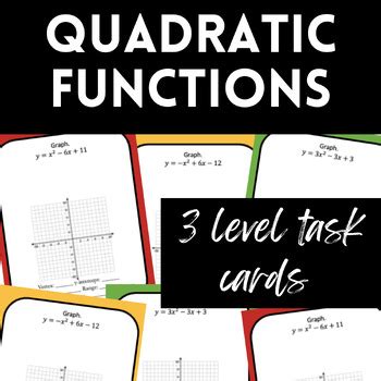 Quadratic Functions Task Card Bundle Differentiated Practice Task Cards