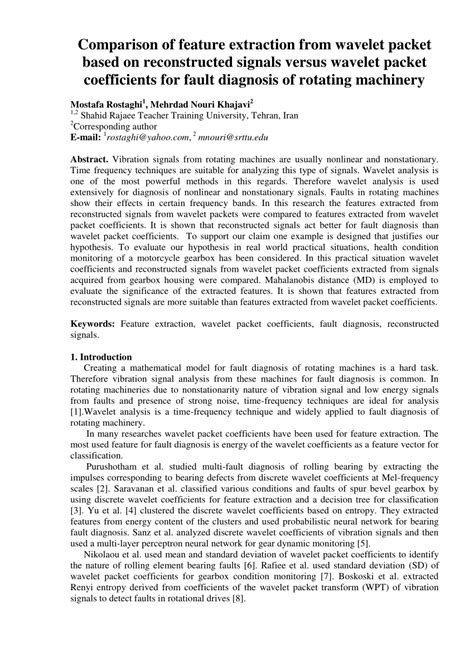 Pdf 1881 Comparison Of Feature Extraction From Wavelet Packet Based