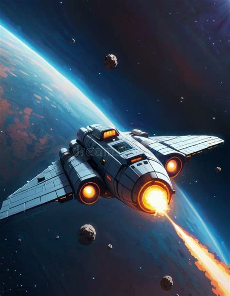 Spaceship Orbiting Earth Stock Image Image Of Asteroids 318659585