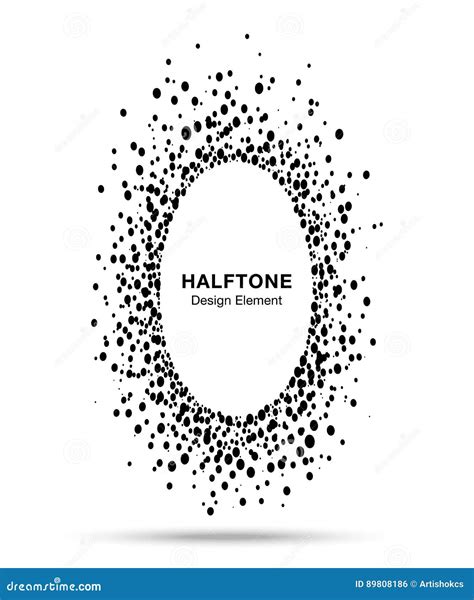 black abstract vector oval circle frame halftone dots logo emblem