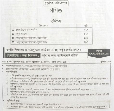 Jsc Math Suggestion 2024 With Question Paper