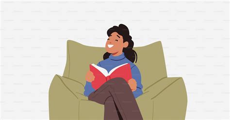 아이 공부 여학생 학습 동화 이야기 읽기 집이나 도서관의 안락의자에 앉아 책을 읽는 소녀 캐릭터 학교 수업 교육 및 지식 개념 만화 벡터 일러스트레이션 벡터