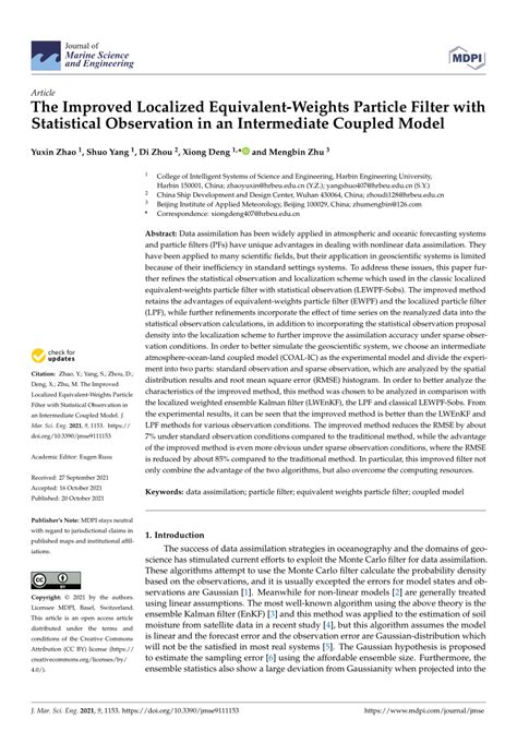 pdf the improved localized equivalent weights particle filter with