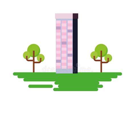 Building With Trees In The Landscape Stock Vector Illustration Of Home Center