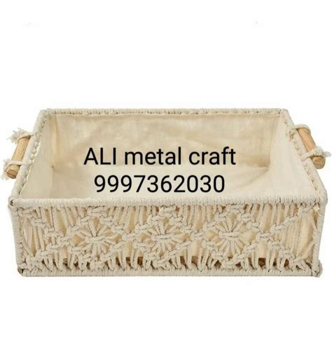 White Cream Macrame Storage Basket Decor Baskets Basket Macrame Baskets For Decorative Size