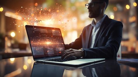 Premium Ai Image Erp Document Management Concept Businessman Working With Laptop Computer With