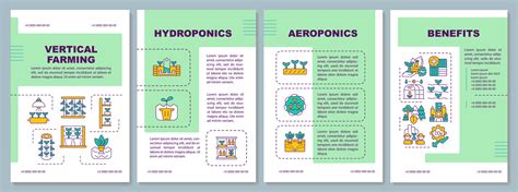 2d Vertical Farming Green Brochure Template Leaflet Design With Thin Line Icons 4 Vector