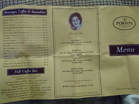 Menu At Portos Bakery And Cafe Burbank Magnolia Blvd