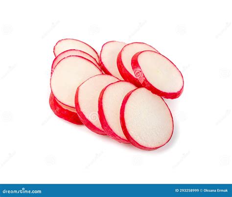 Sliced Radish Roots Isolated Red Root Round Cuts Red Radishes Slice Pile Radis Cross Sections