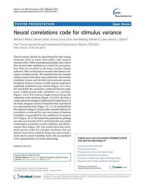 Pdf Neural Correlations Code For Stimulus Variance
