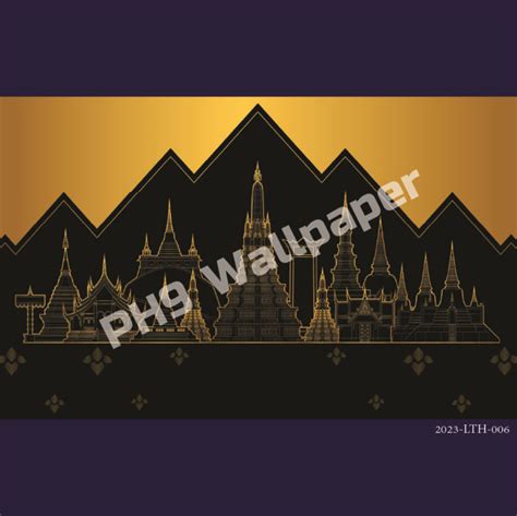 วอลเปเปอร์ติดผนัง ภาพต้นโพธิ์ทอง ตกแต่งห้องพระ วัด สปา