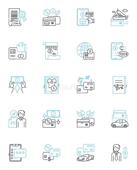 Mobile Banking Linear Icons Set Convenience Security Accessibility Efficiency Mobility