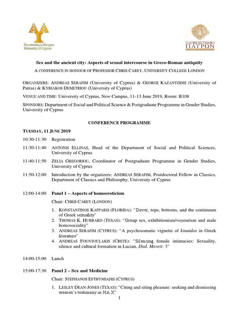 Sex And The Ancient City Programme Pdf Sexology Human Reproduction