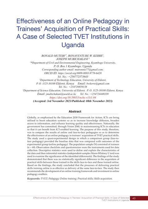 Pdf Effectiveness Of An Online Pedagogy In Trainees Acquisition Of Practical Skills A Case