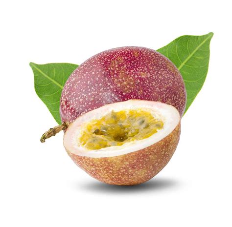 Passion Fruit Isolated Whole Passionfruit And A Half Of Maracuya With