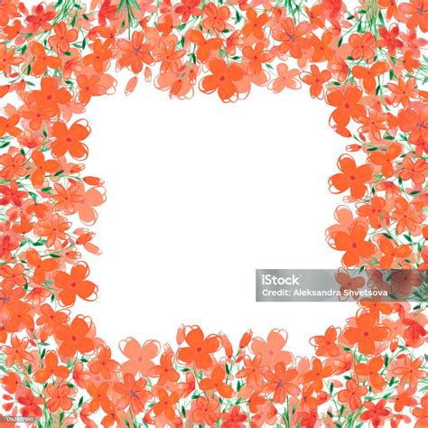 손으로 그린 수채화 추상 오렌지 데이지 꽃 프레임 테두리 흰색 배경에 고립되어 있습니다 카드 앨범 포스터 및 기타 인쇄물에