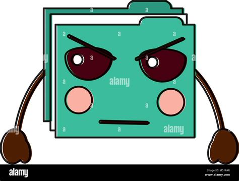 Folder File Document Kawaii Character Stock Vector Image And Art Alamy