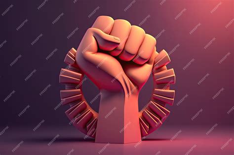 여성의 상징인 Generative Ai와의 페미니스트 투쟁의 상징으로 꽉 쥔 주먹 프리미엄 사진