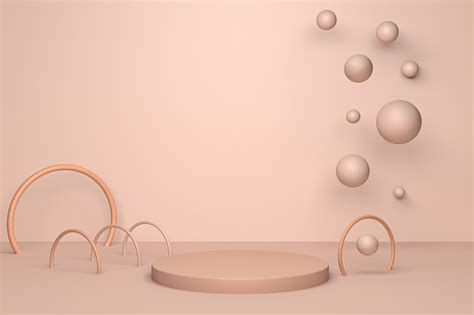 연단과 베이지 추상 적 최소한의 장면 3d 렌더링 기하학적 모양입니다 화장품배경 0명에 대한 스톡 사진 및 기타 이미지 0명 3차원 형태 갈색 Istock