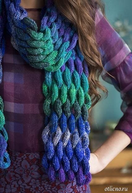 Красивый вязаный спицами объемный плетеный шарф Mesh Scarf Scarf Pattern Scarf