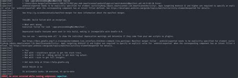 `task Appprocessdebugmainmanifest Failed` Cannot Run Latest Version