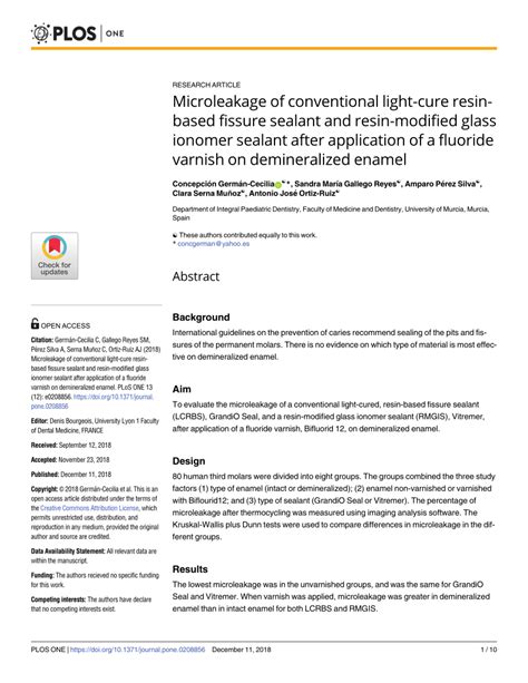Pdf Microleakage Of Conventional Light Cure Resin Based Fissure