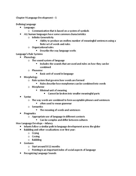 Chapter 9 Language Development Chapter 9 Language Development 1