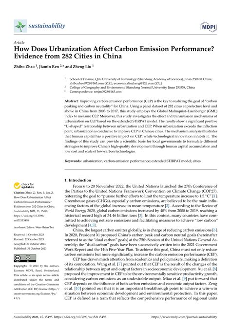 Pdf How Does Urbanization Affect Carbon Emission Performance
