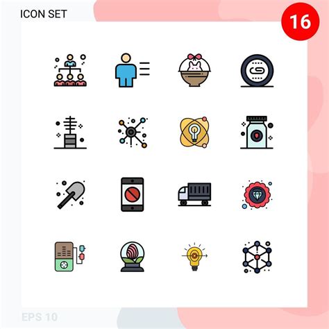 16 Universal Flat Color Filled Lines Set For Web And Mobile Applications Search Media Human