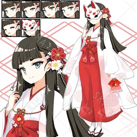 巫女衣装の女の子狐面差分つき Skima（スキマ）
