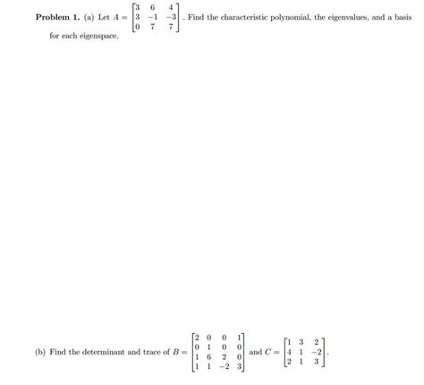 Solved 6 3 Problem 1 A Let A 3 1 7 For Each Chegg Com