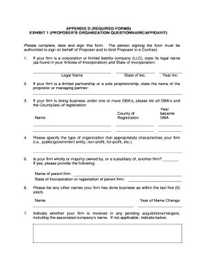 Fillable Online Css Lacounty Appendix D Required Forms Exhibit Proposer S Questionnaire