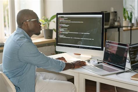 Man Coding At Table Stock Image Image Of Device Analytical 339142907