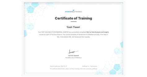 yash tiwari on linkedin successfully completed the sql for data